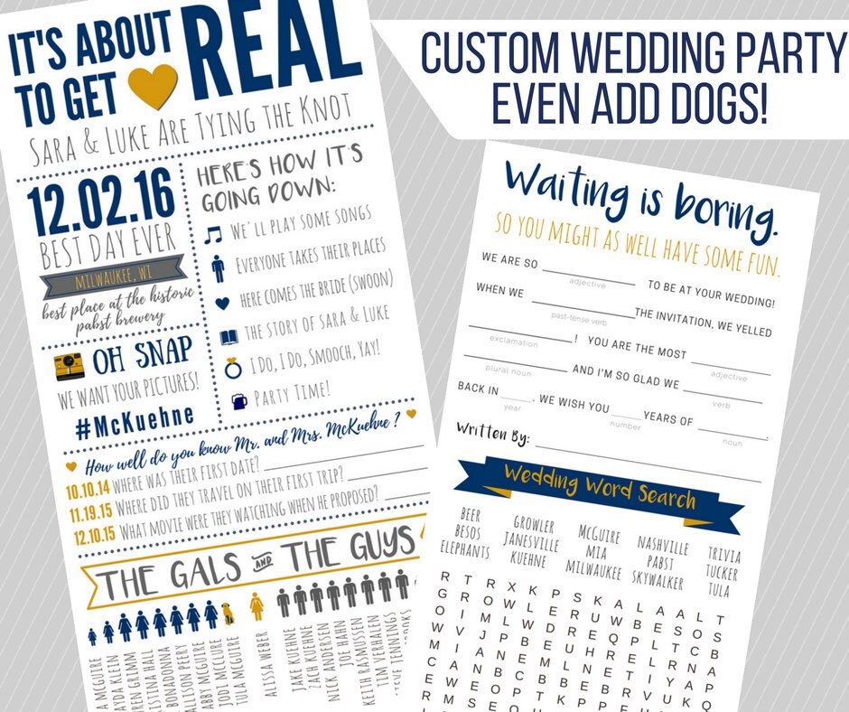 Funny Infographic Wedding Program / Games & Activities / Word | Etsy