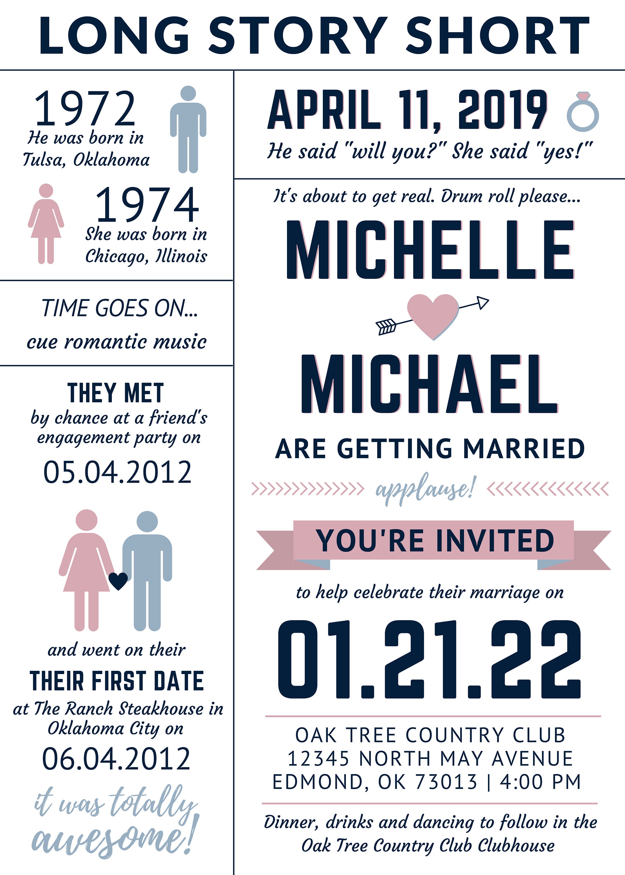 Printable Wedding Invitation / Our Love Story / Custom / Destination ...