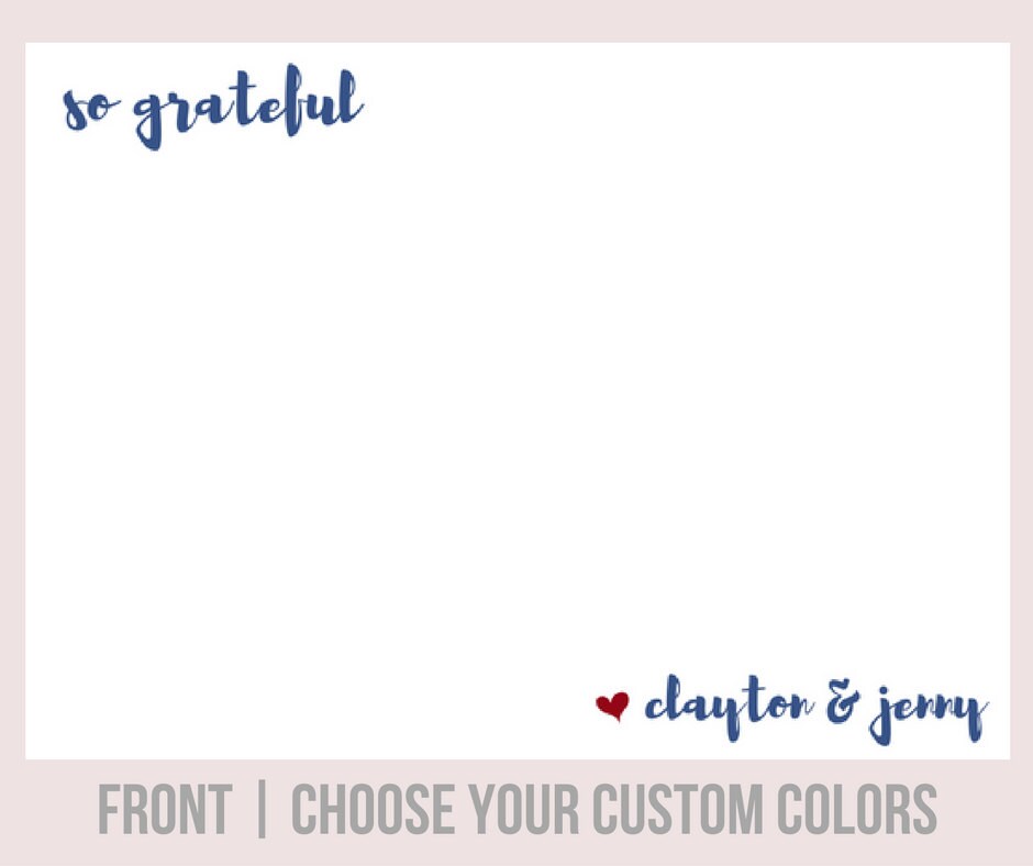 Custom Thank You Printable Note Card / Front and Back / - Etsy