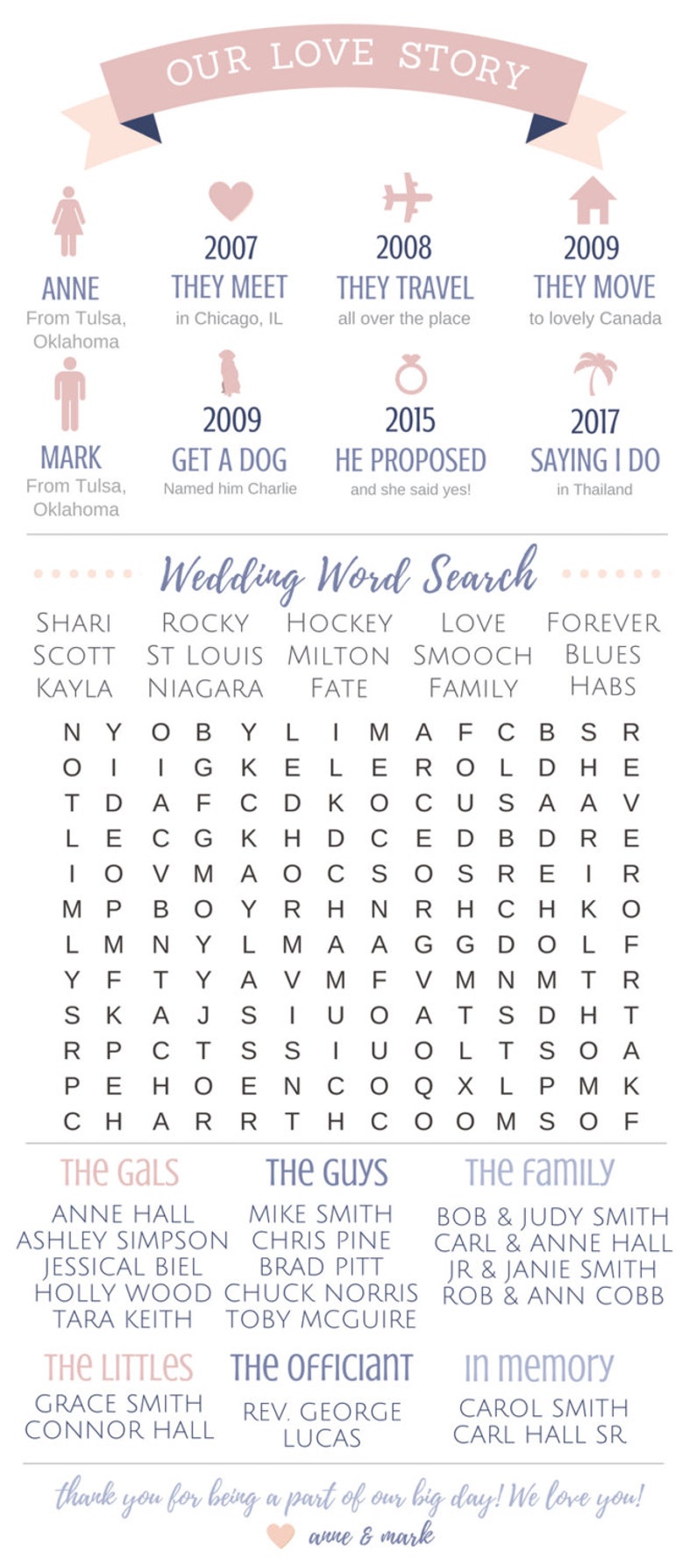 Fun Infographic Wedding Program / Games & Activities / Word - Etsy