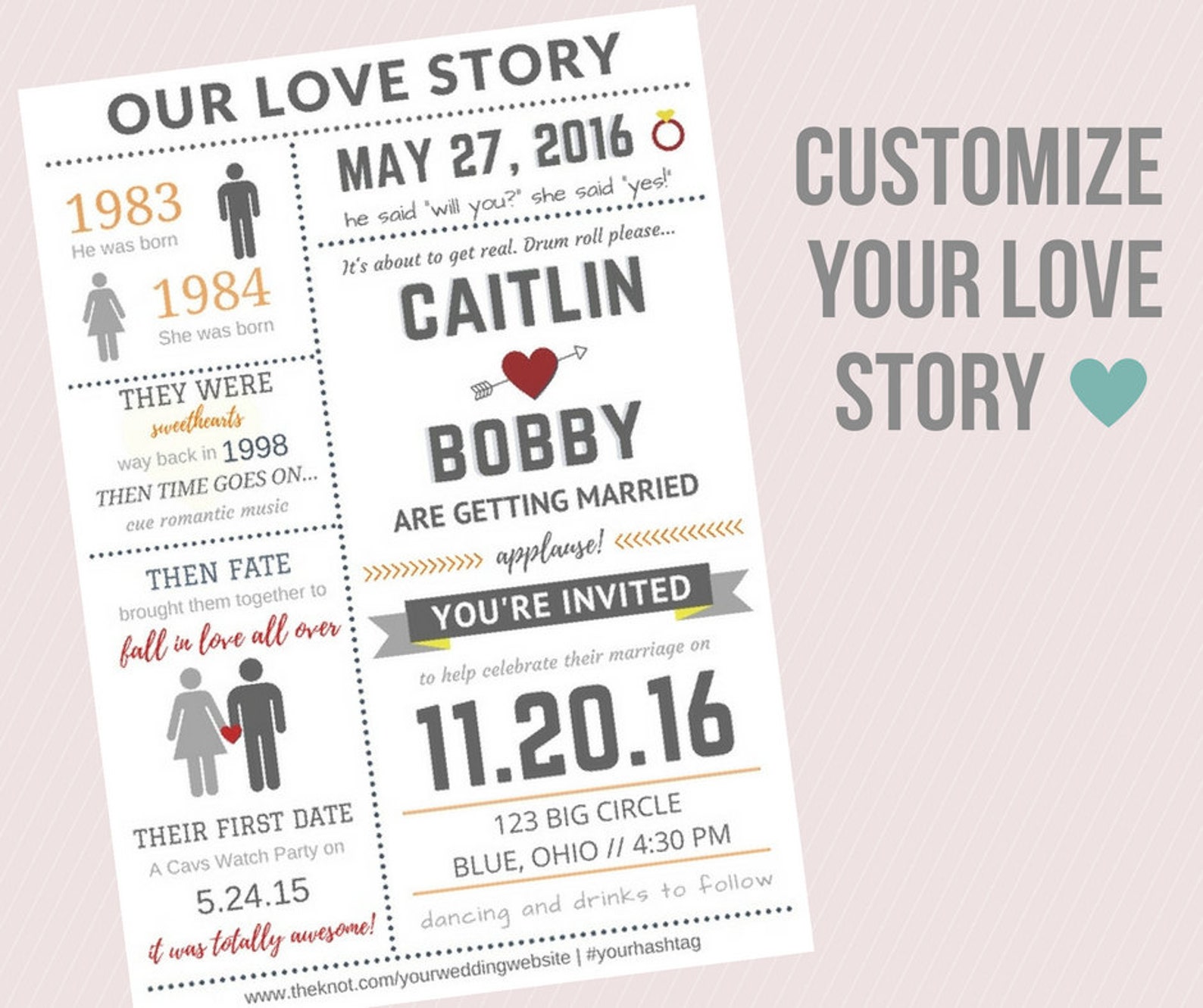 Printable Wedding Invitation / Our Love Story / Custom / | Etsy