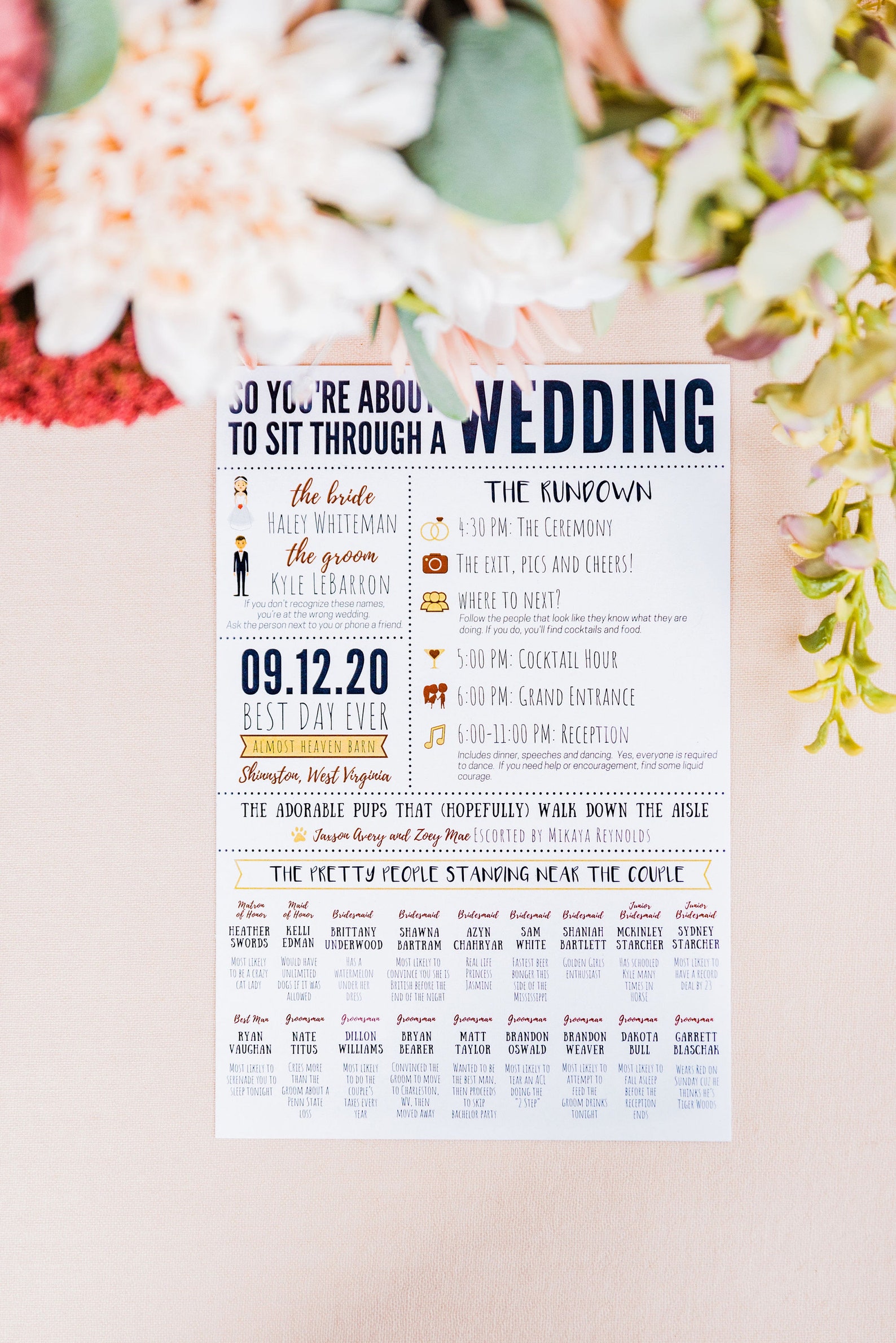 Funny Infographic Wedding Program / Front Only / Printable / 6x9" / 5 ...