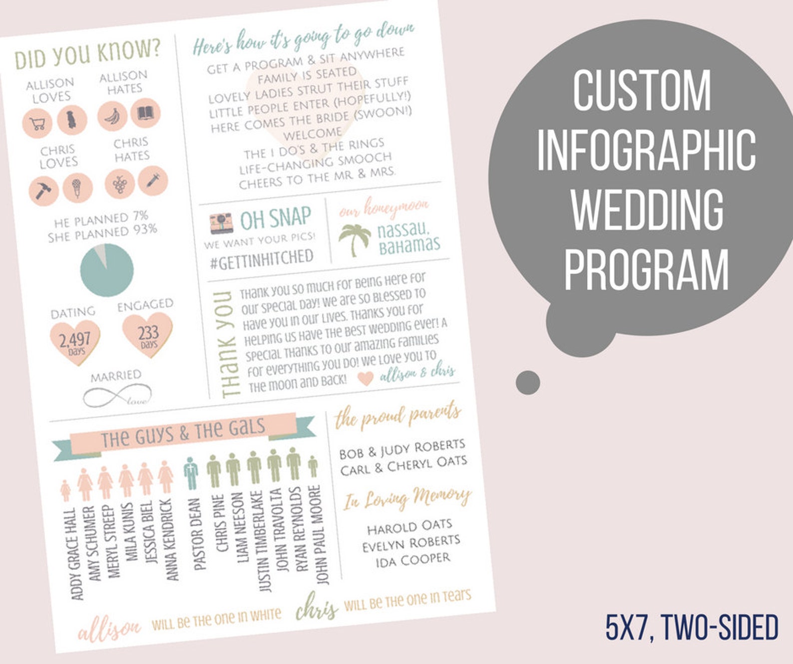 Funny Infographic Wedding Program / Timeline / Schedule / Our Love ...