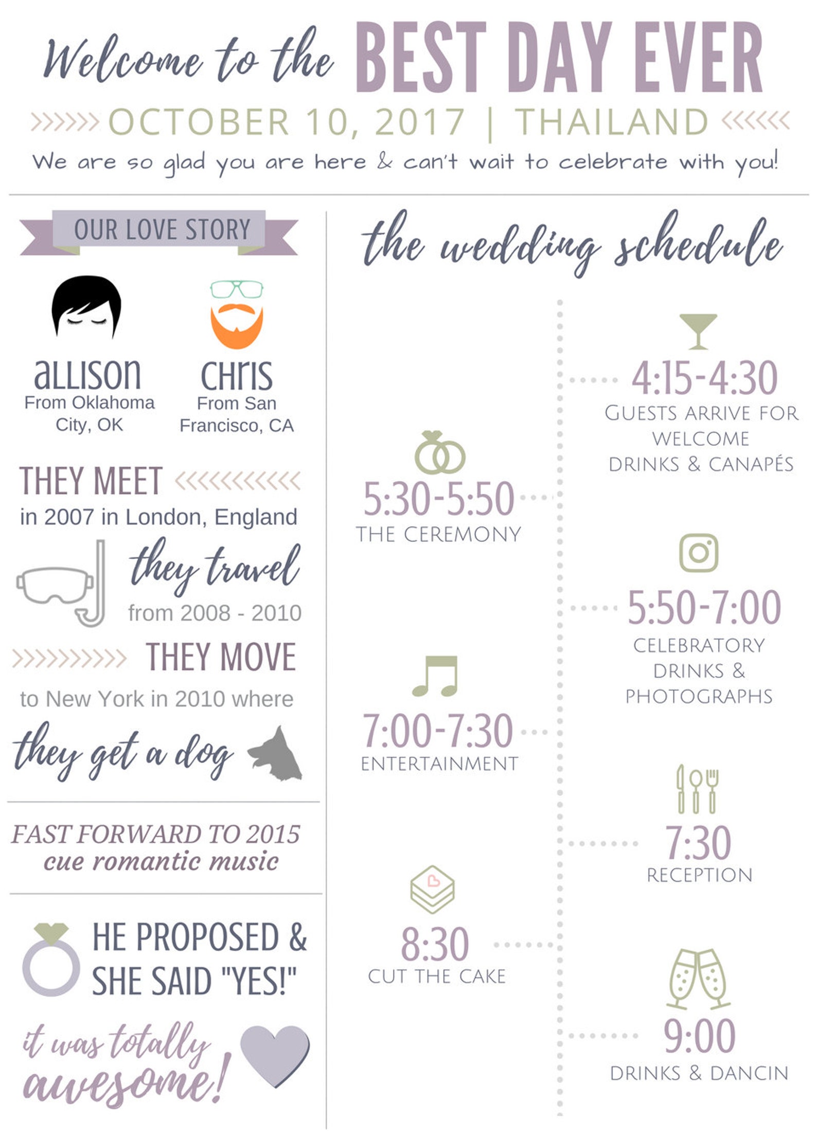Printable Wedding Program & Schedule / Our Love Story / Custom - Etsy