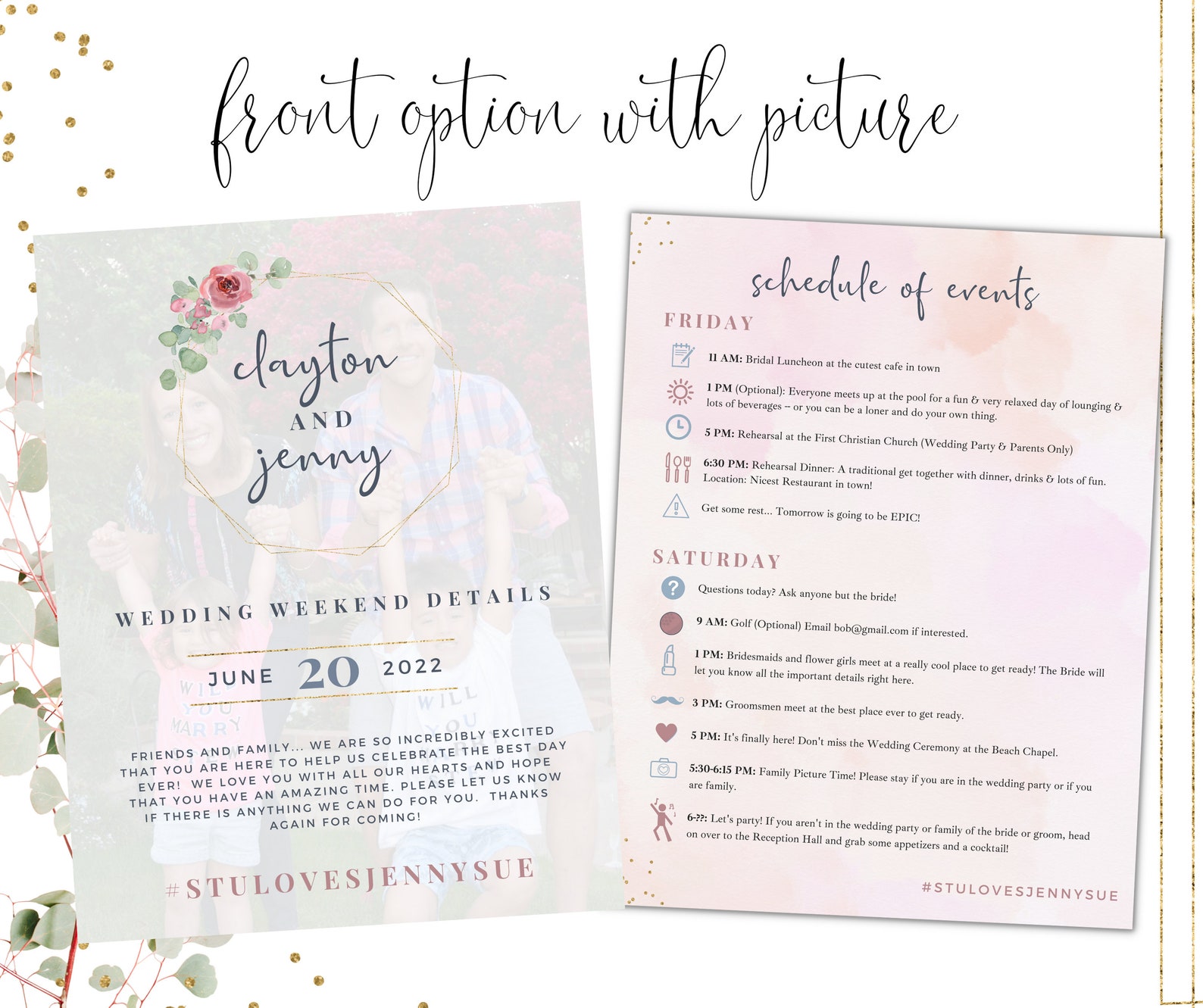Wedding Guest Info Packet Printable Schedule of Events - Etsy