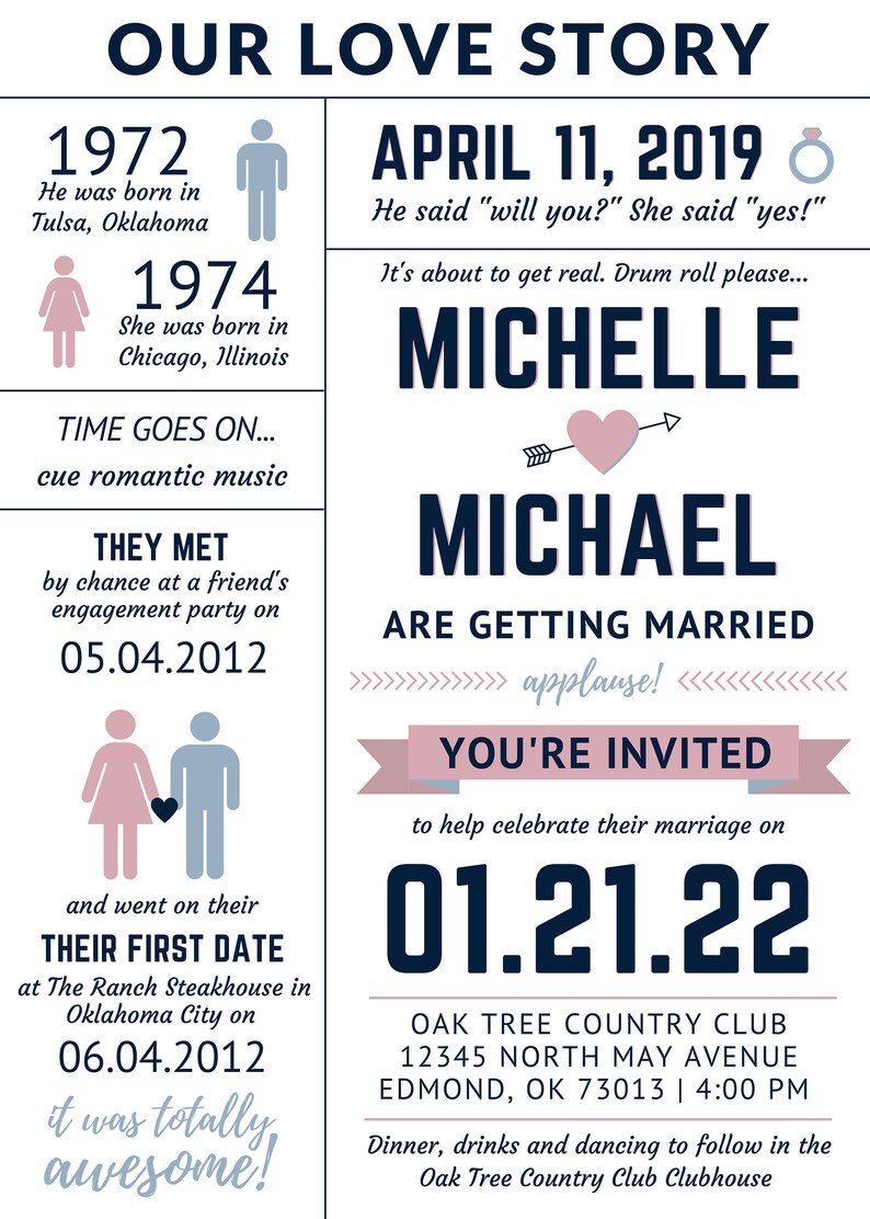 Printable Wedding Invitation / Our Love Story / Custom / Destination ...