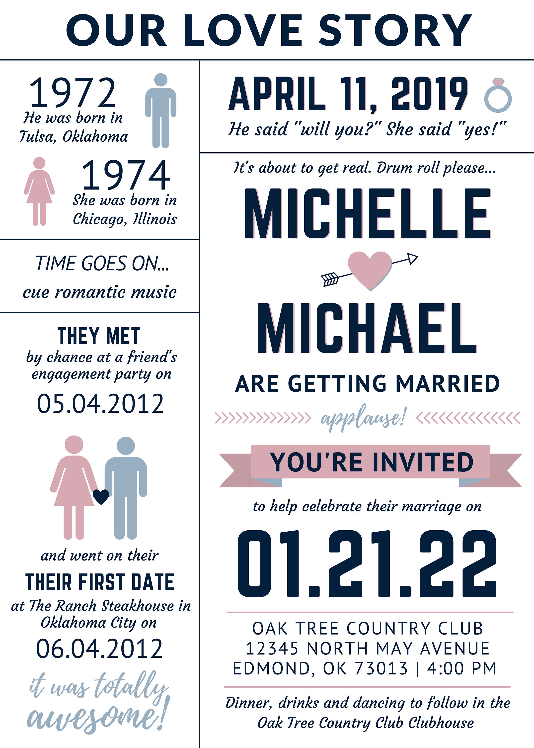 Printable Wedding Invitation / Our Love Story / Custom / Destination ...