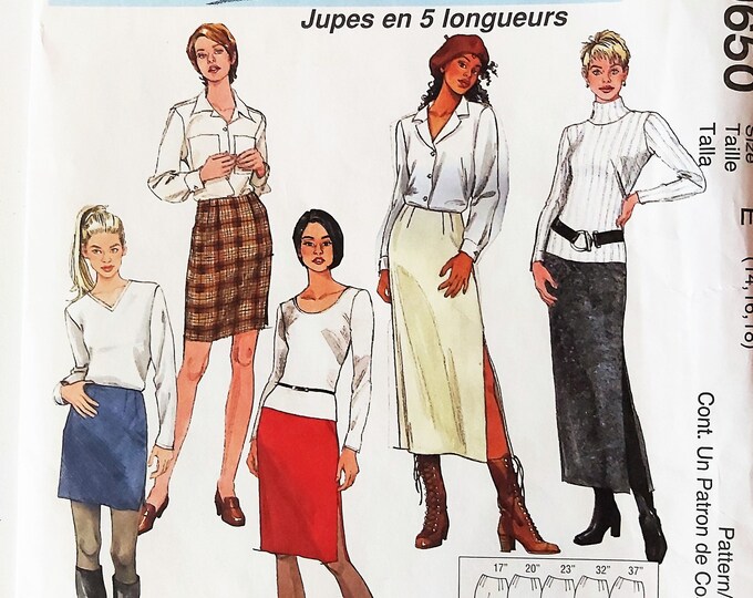 90s Straight Slim Skirt in 5 Lengths, Mini to Midi, Side Seam Slit ...