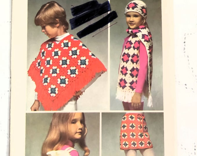 1970s Crochet Pattern, Learn to Crochet, Afghan Square Projects, Child ...