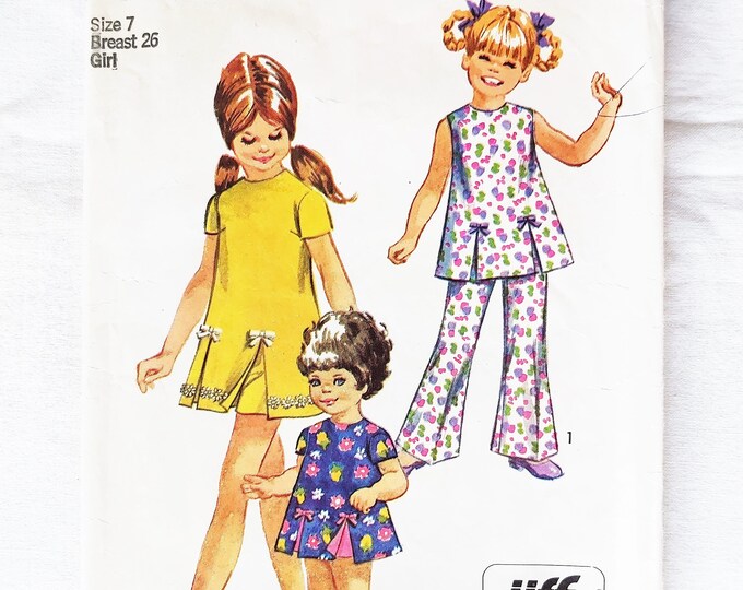 Mod 1970s Girls' Play Clothes, A-line Mini Dress or Tunic, Pull-on ...