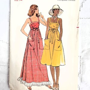 Retro 70s Back Wrap Dress, Raised Waist Bodice, Maxi or Knee Length ...