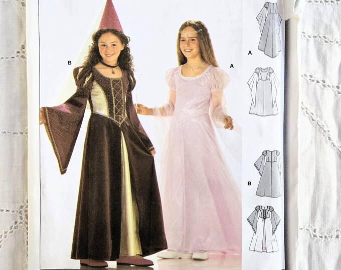 Girls' Medieval Cosplay Costume, Historical Fashion, Bell Sleeve Gown ...