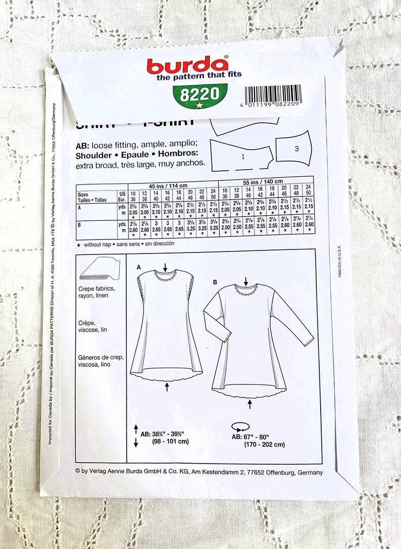 Easy to Sew Plus Size A-line Top, Pullover Tunic, Cap or Long Sleeves ...