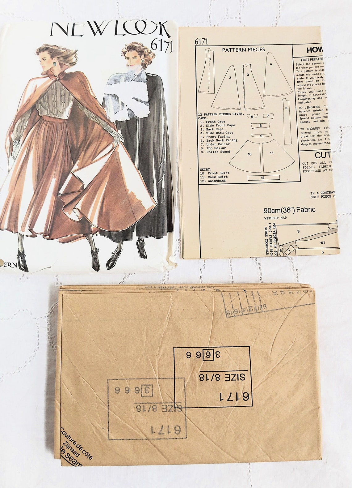 80s Cape & Skirt, Lined Flared Cloak, Flared and Waist Gathered Midi ...