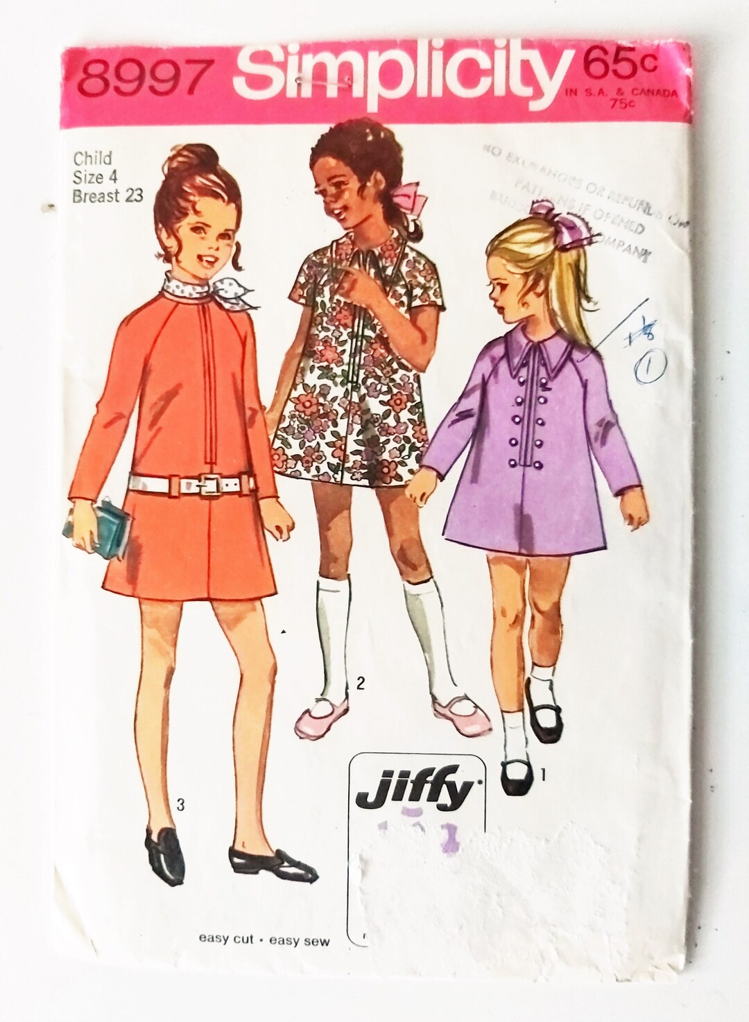 Girls' Mod 70s A-line Mini Dress, Front Zipper, Raglan Sleeves, Drop ...