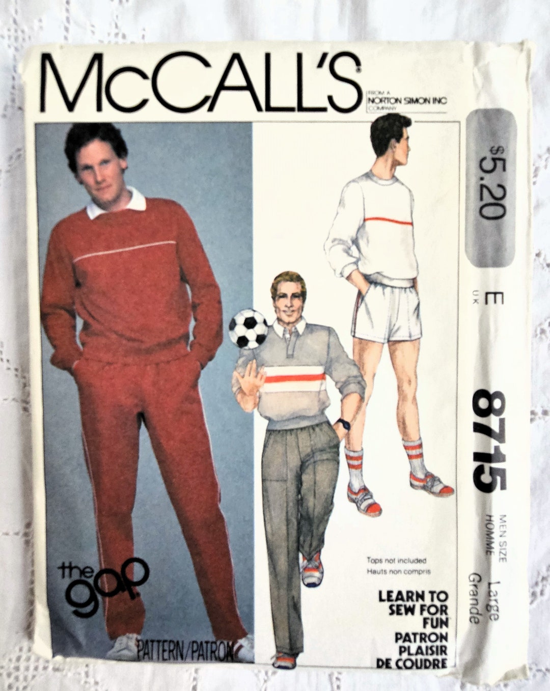 Men's Retro 80s Exercise Wear, Elastic Waist Pants & Shorts, Side Seam ...