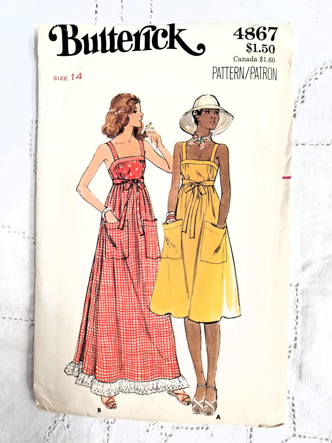 Retro 70s Back Wrap Dress, Raised Waist Bodice, Maxi or Knee Length ...