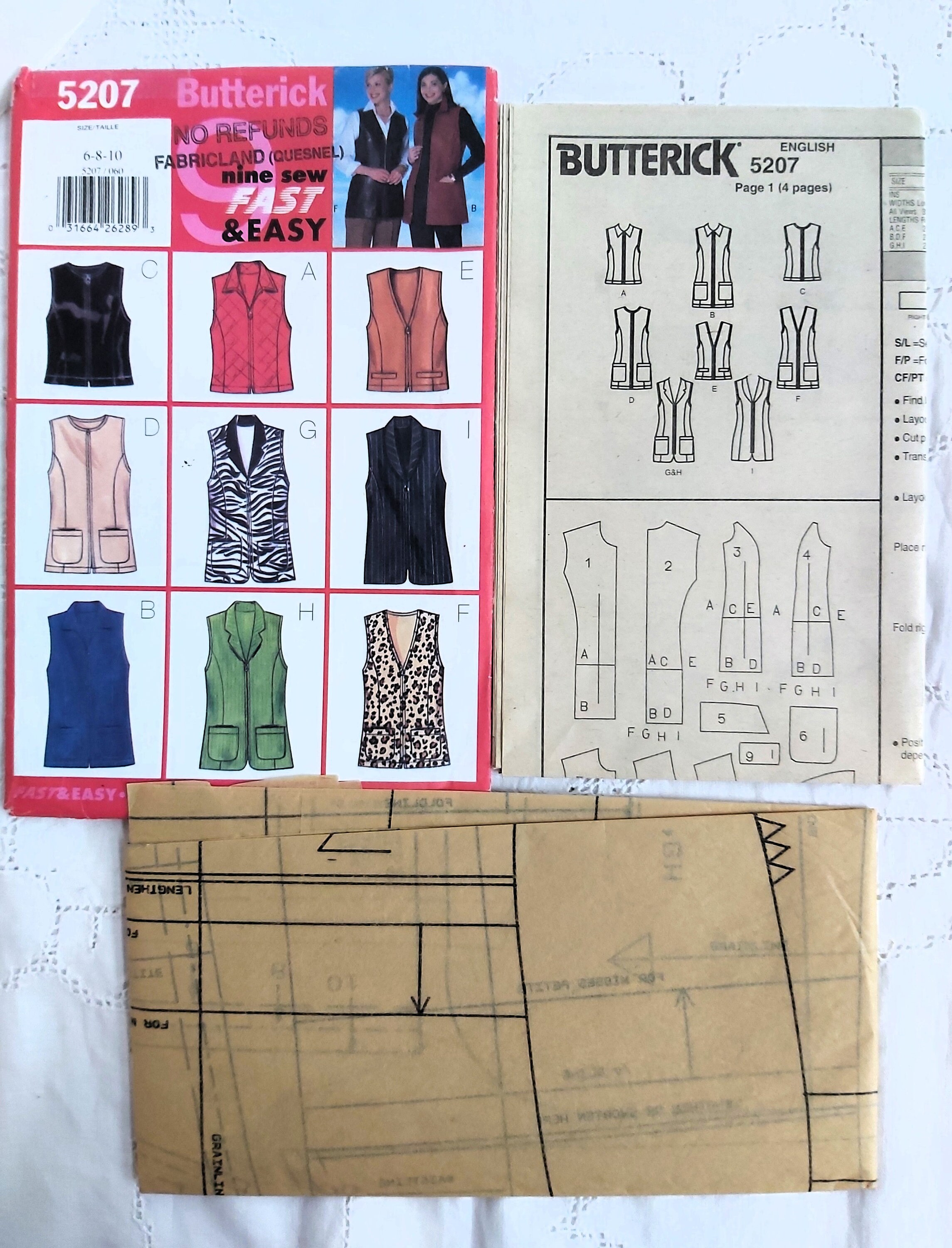 90s Lined Vests in 9 Variations, Princess Seams, Zip Front, Collar ...