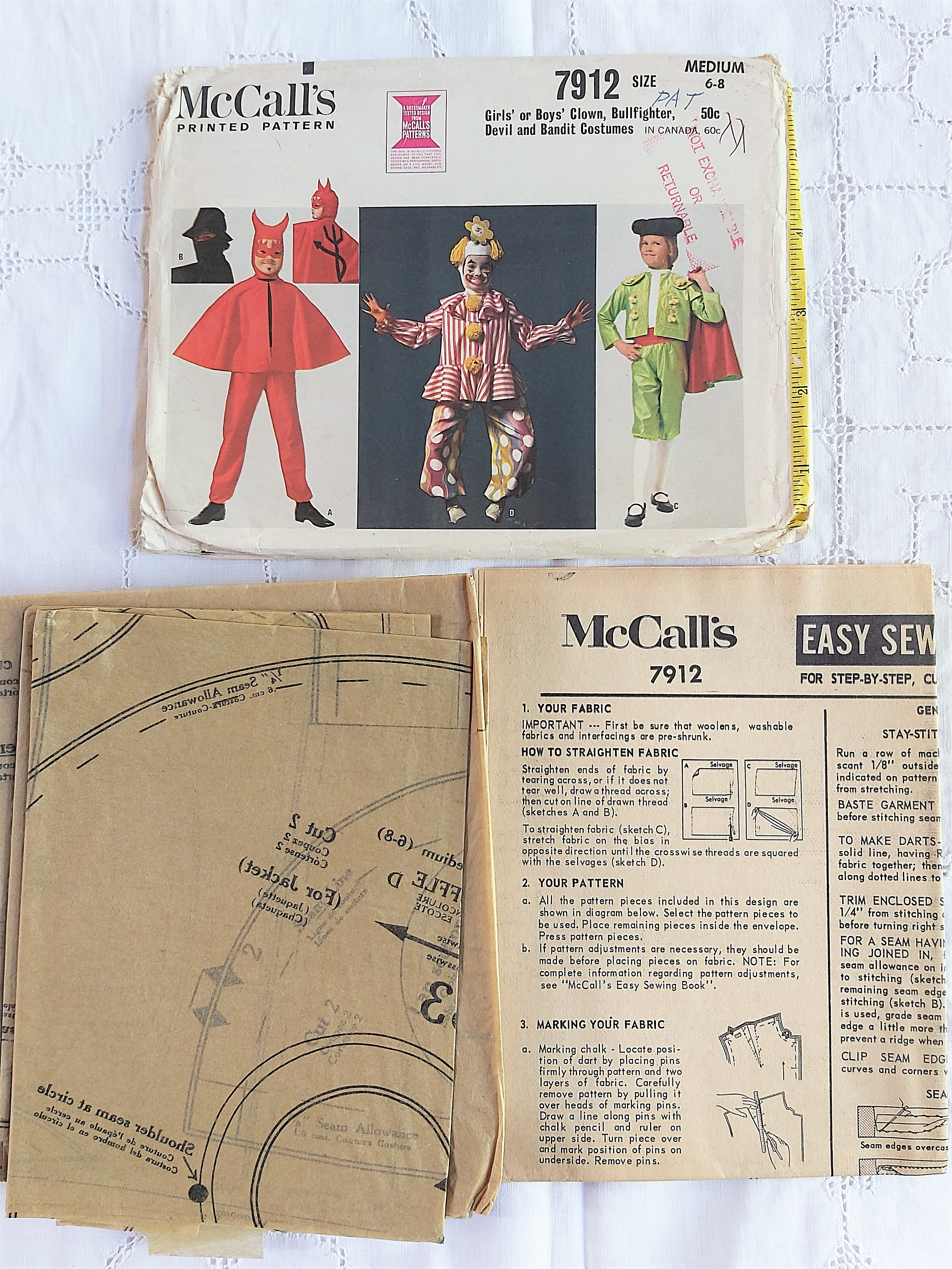 Vintage 60s Child's Halloween Costumes, Clown, Devil, Bandit ...