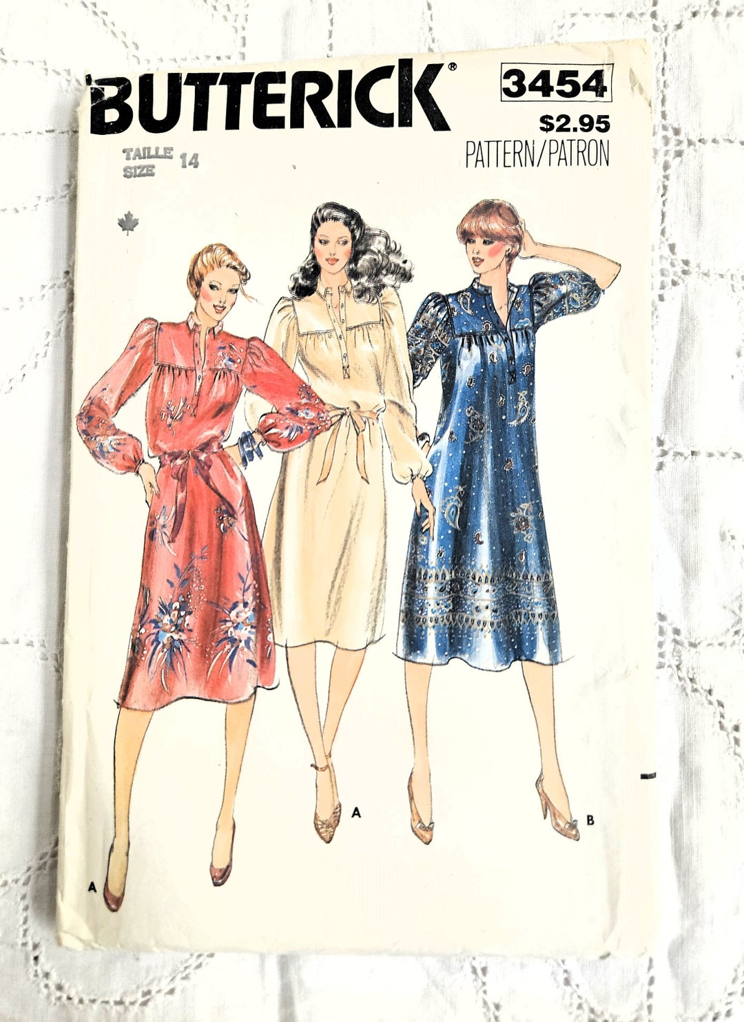 80s Granny Chic Loose Fitting Dress, Gathered to Yoke, Sleeve and ...