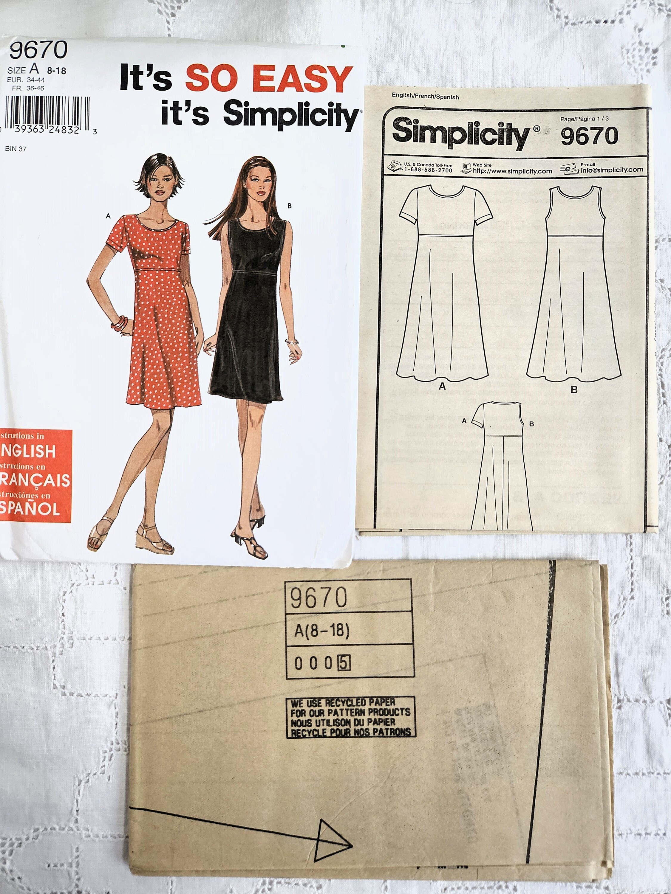 Classic Stretch Knit Pullover Dress, Empire Waist, Above Knee, Sleeve Options, Scoop Neckline ...