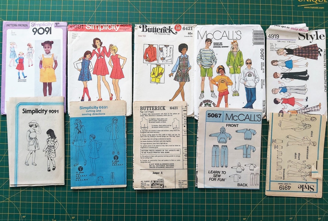 Vintage Children's 70s-90s Empty Sewing Envelopes & Instruction Sheets ...