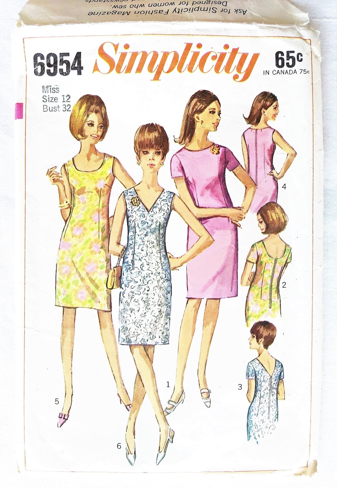 Classic 60s Shift Dress With Sleeve and Neckline Variations, Slim Fit ...