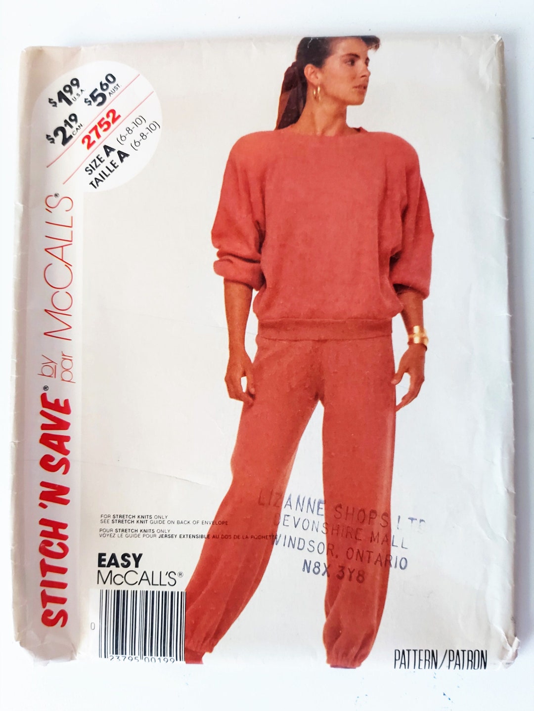 80s Easy to Sew Loung Wear, Sweat Shirt & Pants, Track Suit, Athletic ...