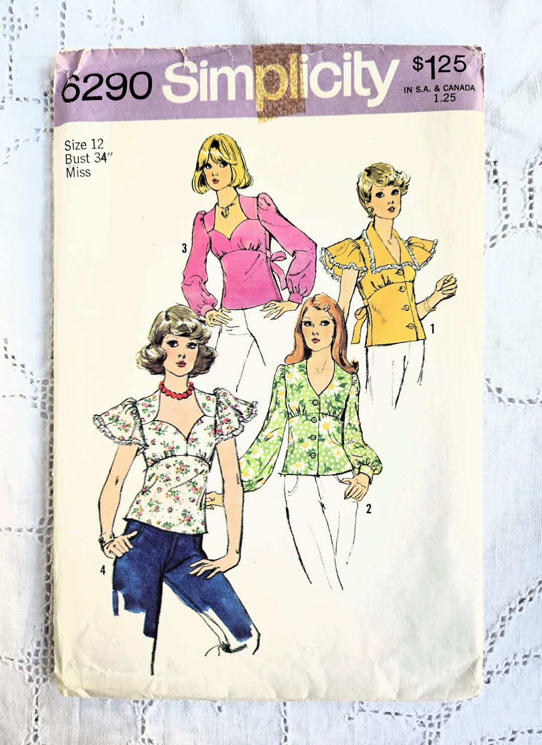 1970s Cottagecore Blouses With Empire Waist, Back Ties, Sleeve and ...
