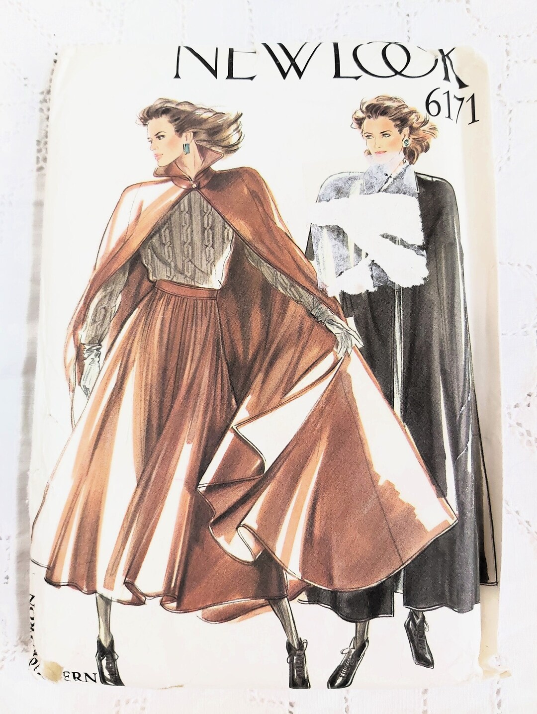 80s Cape & Skirt, Lined Flared Cloak, Flared and Waist Gathered Midi ...