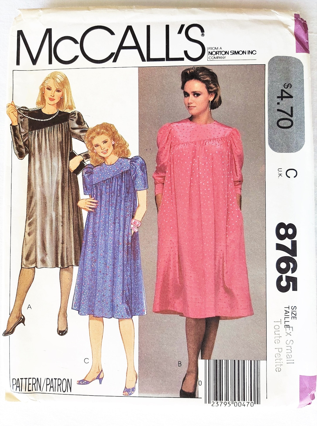 80s Maternity Dress With Gathers, Asymmetrical Yoke & Puffed Sleeves ...