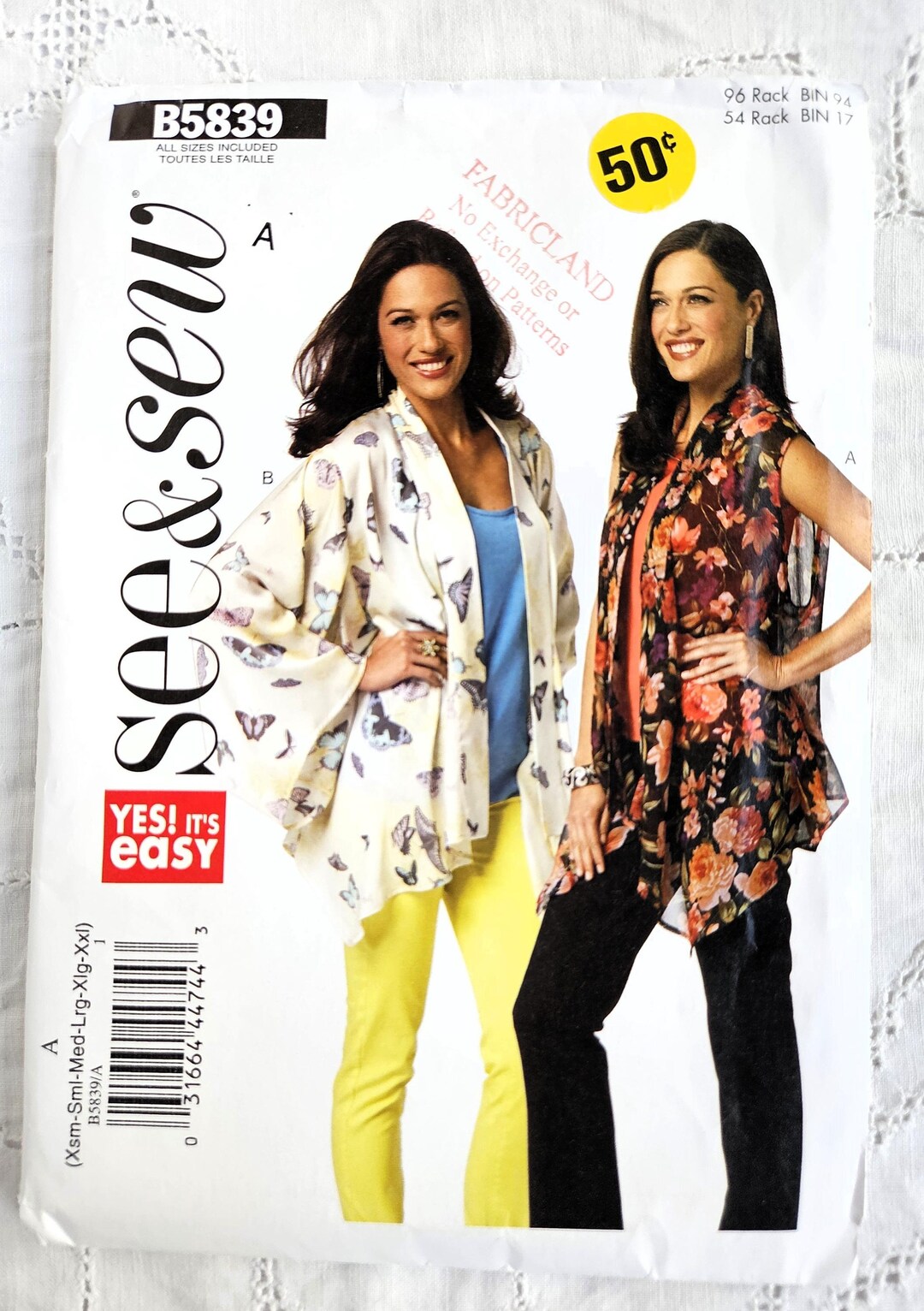 Easy to Sew Open Jacket or Vest, Draped Front, Back Pleat, Lightweight ...