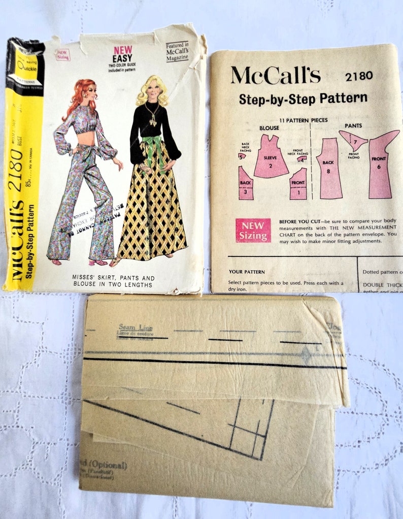 Mod 60s Separates, Midriff Baring Top, Pull-over Blouse, Bell Bottom ...