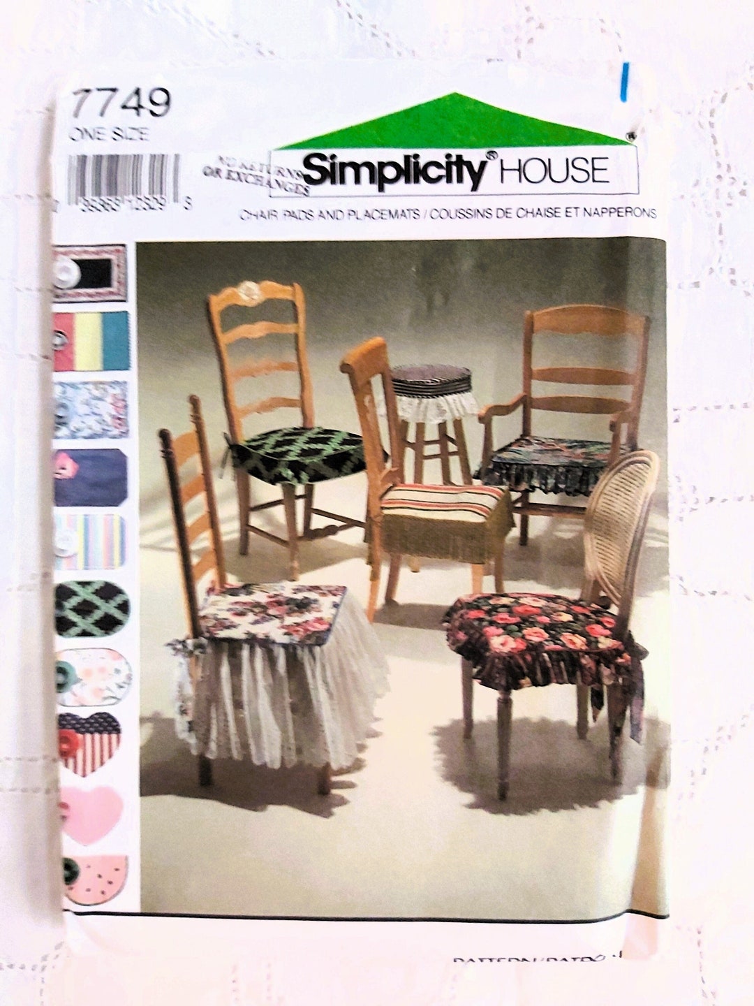 90s DIY Home Decor, Chair Pads & Placemats, Tie-on Seat Cushions, Round ...