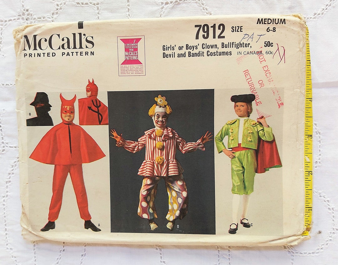 Vintage 60s Child's Halloween Costumes, Clown, Devil, Bandit ...
