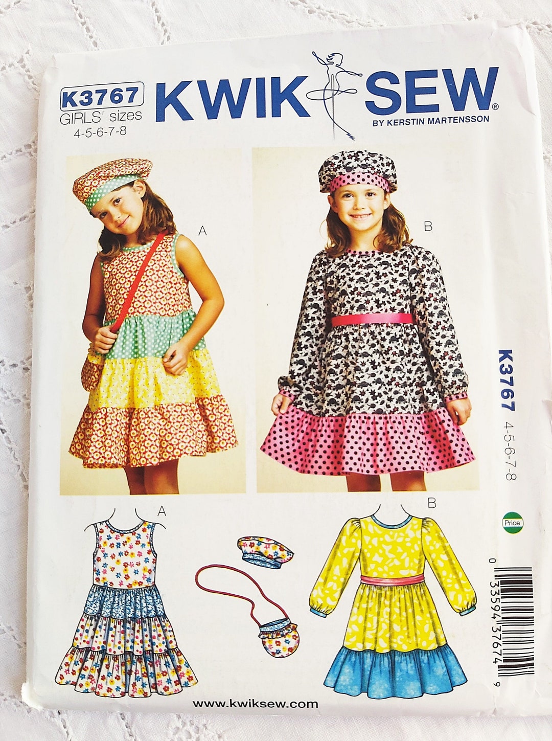 Girls' Ruffled Dresses With Beret & Handbag, Long or Sleeveless, Ruffle ...
