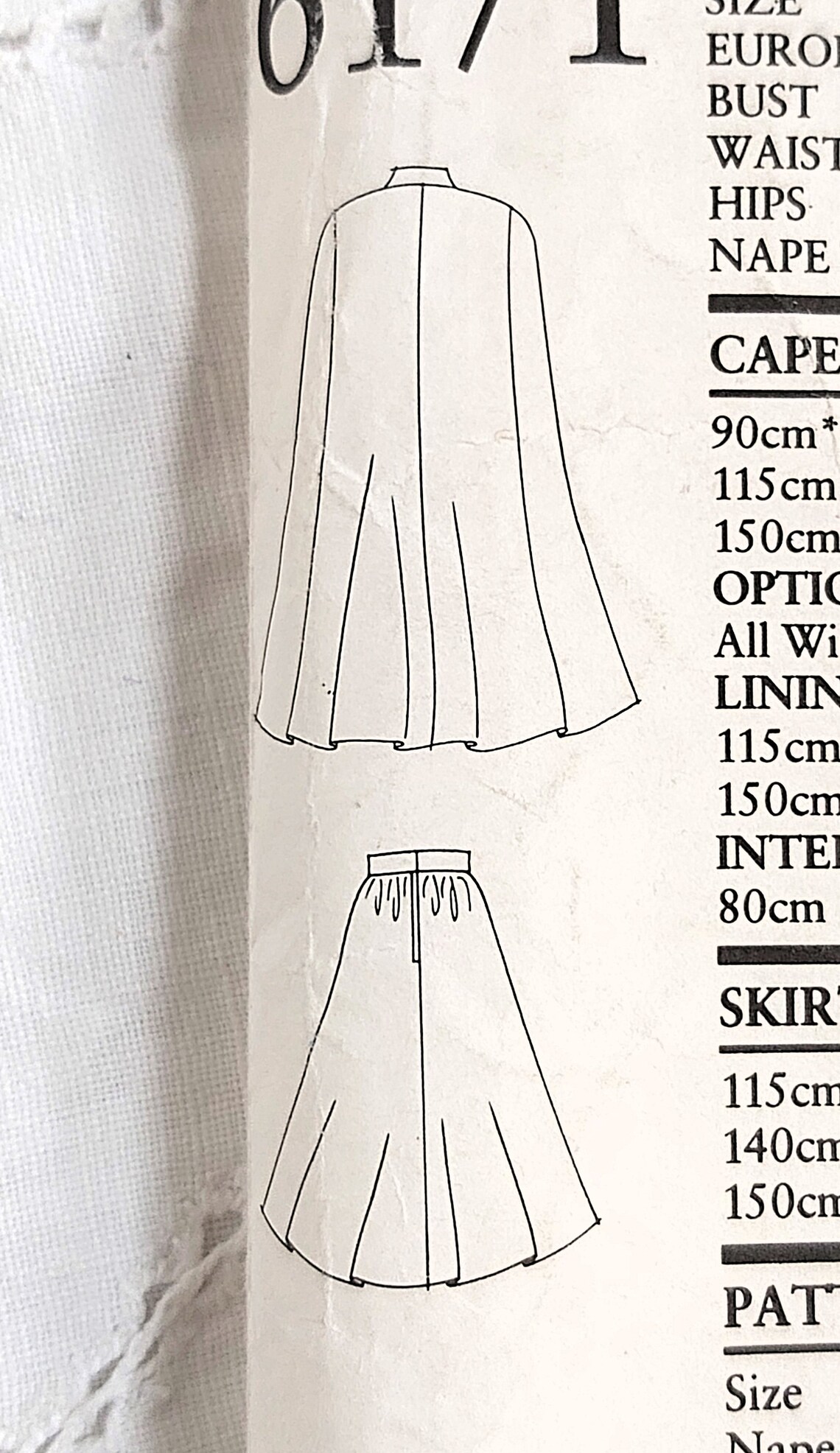 80s Cape & Skirt, Lined Flared Cloak, Flared and Waist Gathered Midi ...