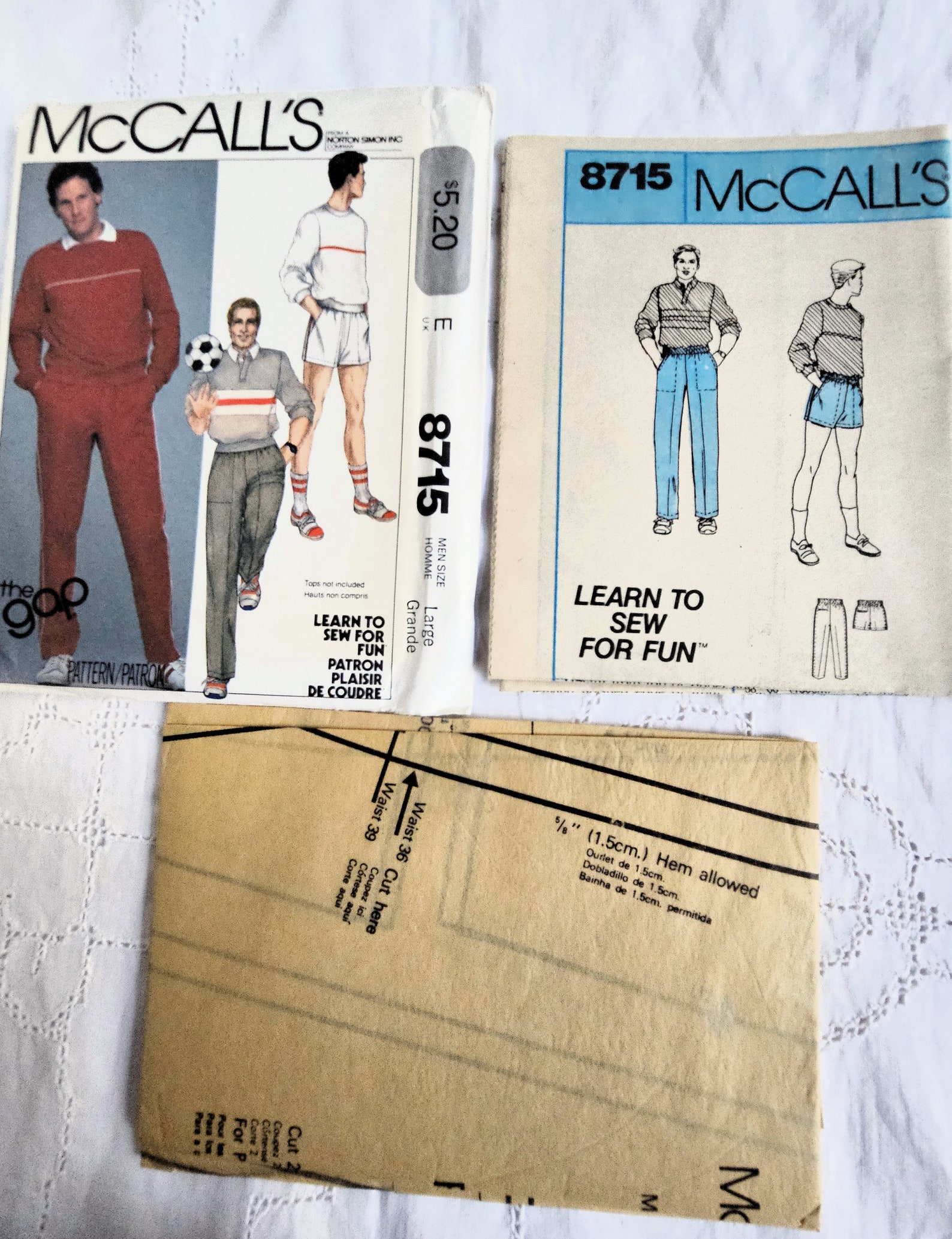 Men's Retro 80s Exercise Wear, Elastic Waist Pants & Shorts, Side Seam ...