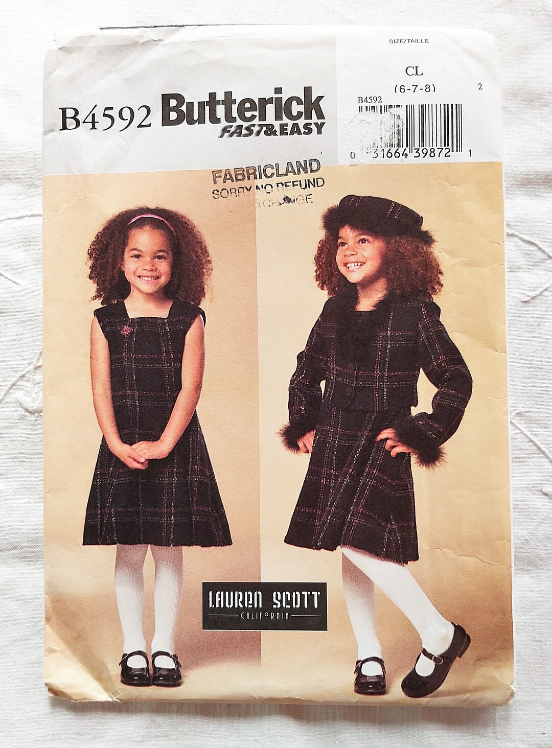 Girls' Cropped Jacket, A-line Dress, Faux Fur Trim Hat, Sleeveless ...