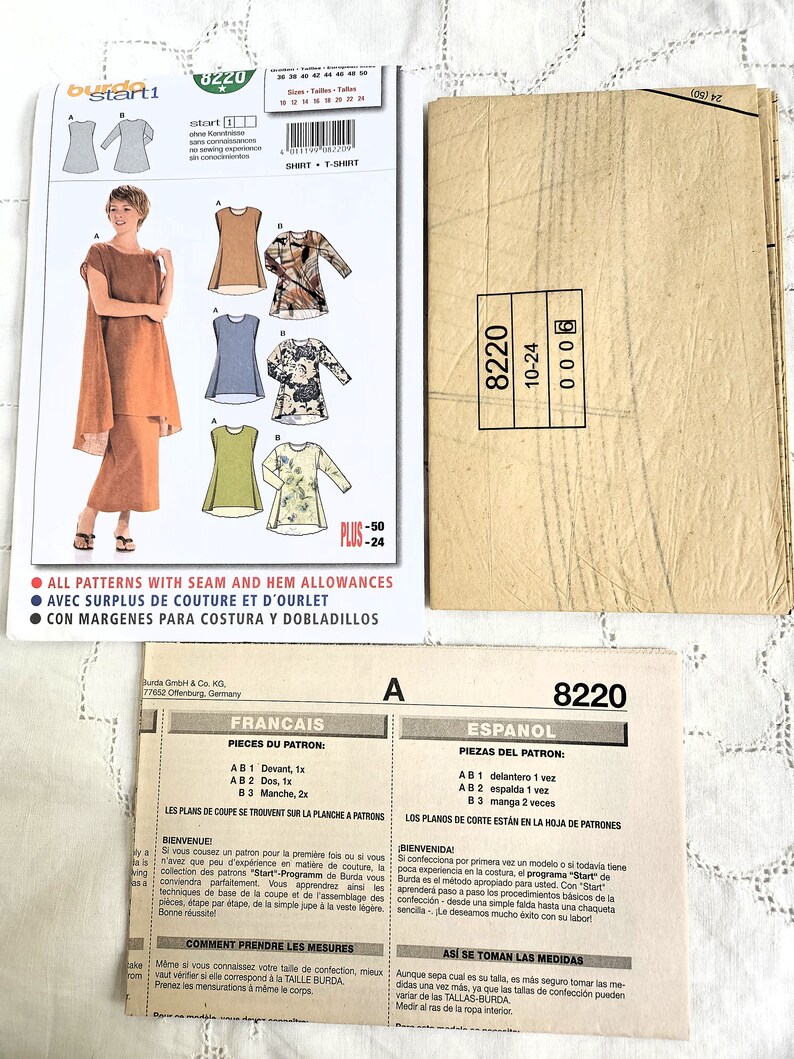 Easy to Sew Plus Size A-line Top, Pullover Tunic, Cap or Long Sleeves ...