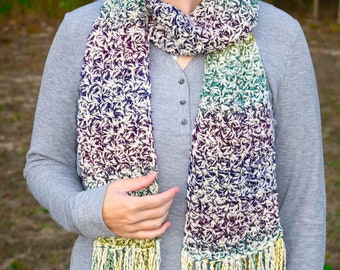 Tunisian Crochet Colorblock Scarf PATTERN ONLY | Etsy