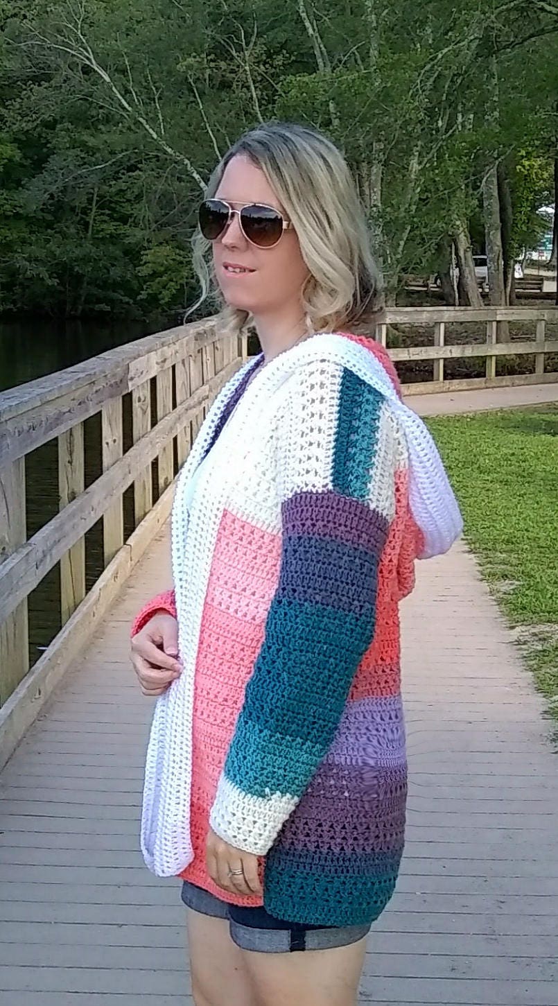 Crochet Colorblock Cardigan CROCHET PATTERN ONLY - Etsy