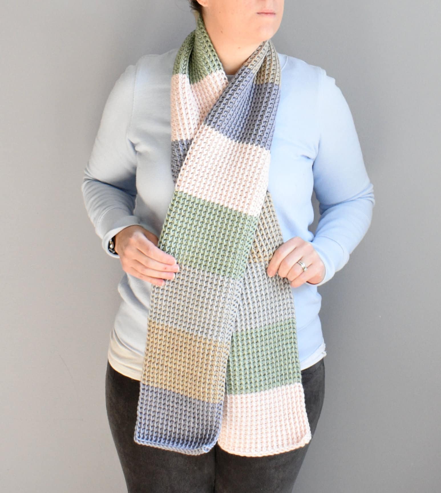 Tunisian Crochet Colorblock Scarf - PATTERN ONLY! - Etsy
