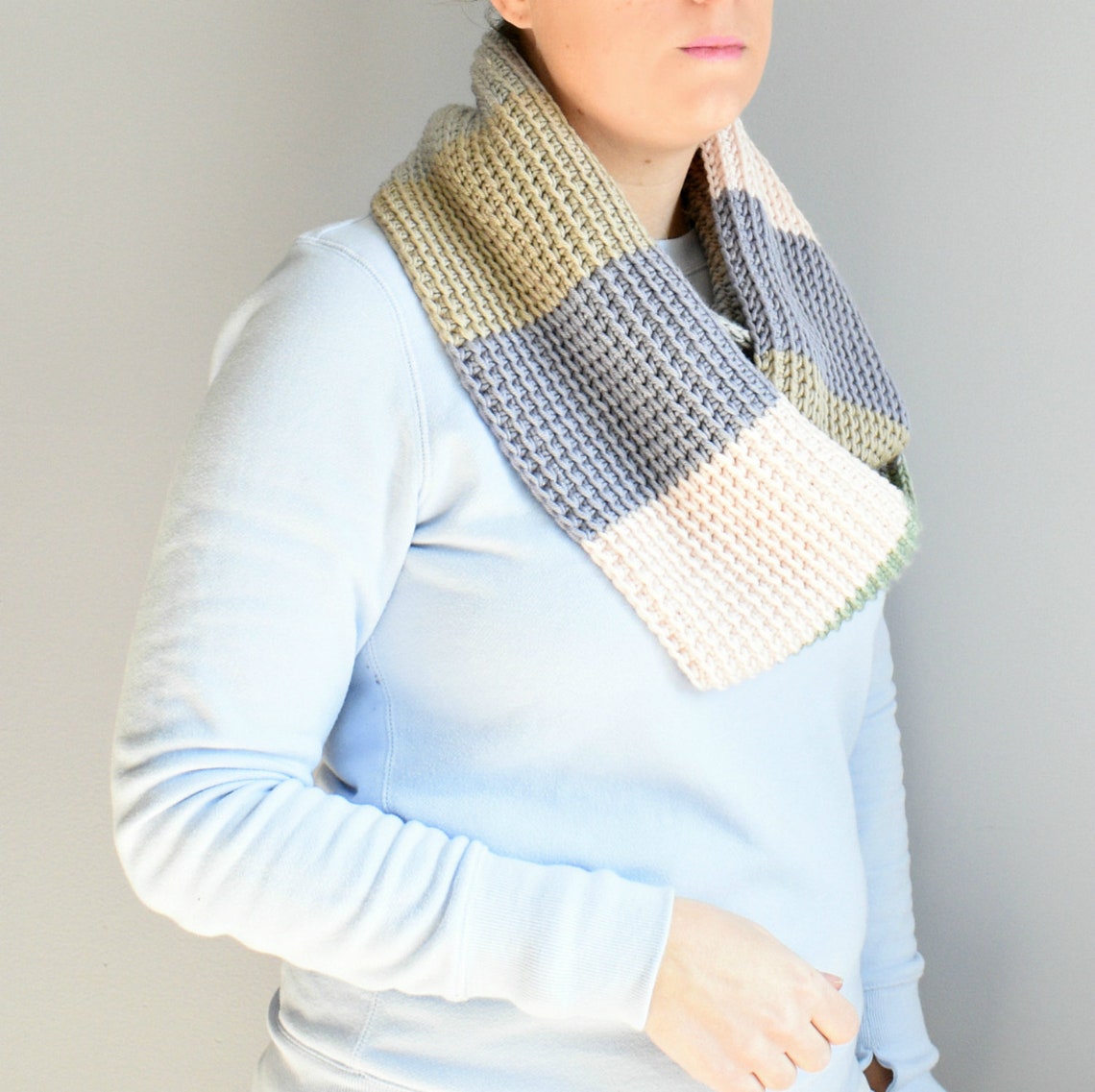 Tunisian Crochet Colorblock Scarf - PATTERN ONLY! - Etsy