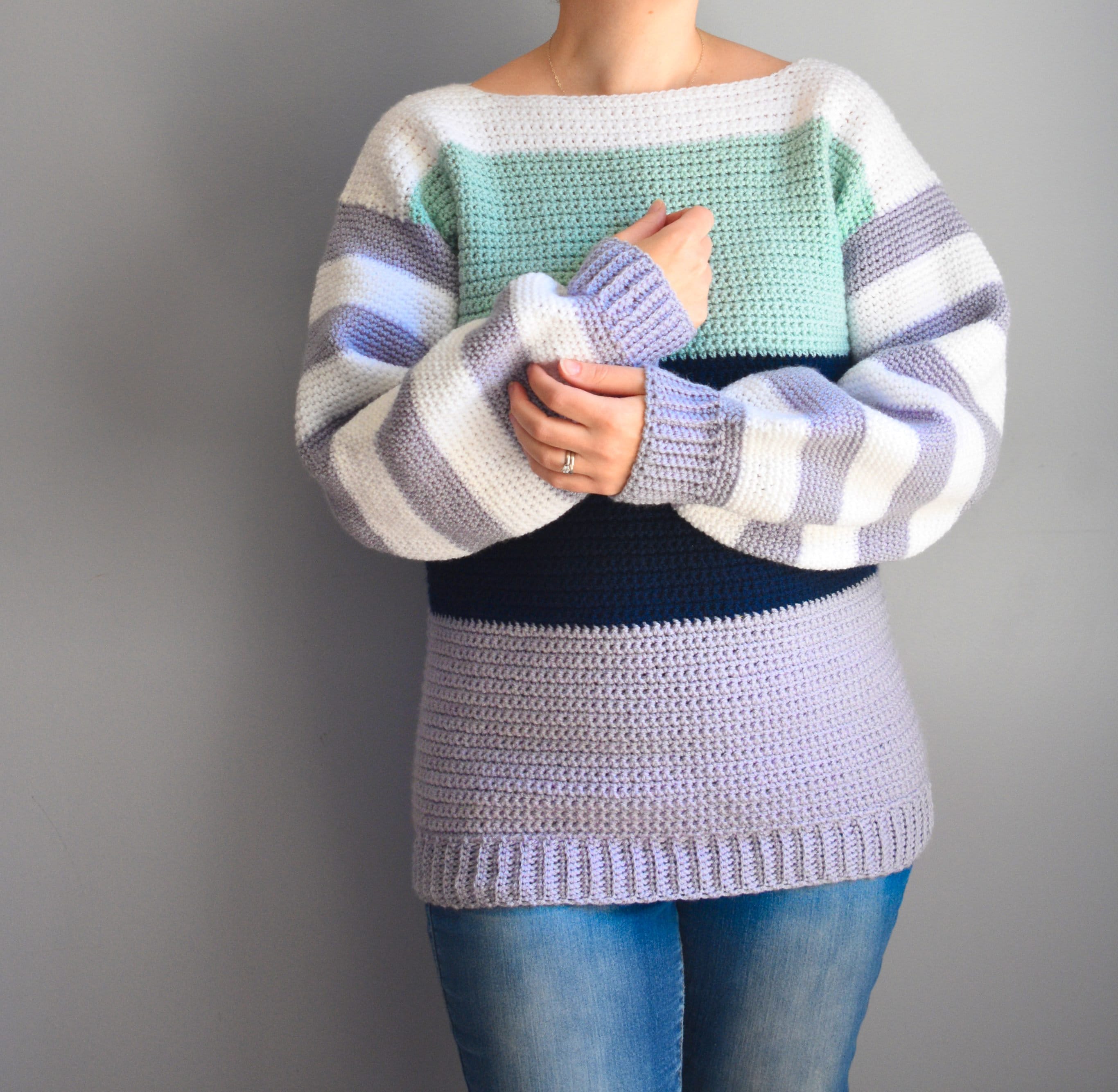 Comfy Crochet Colorblock Sweater Pattern - Etsy
