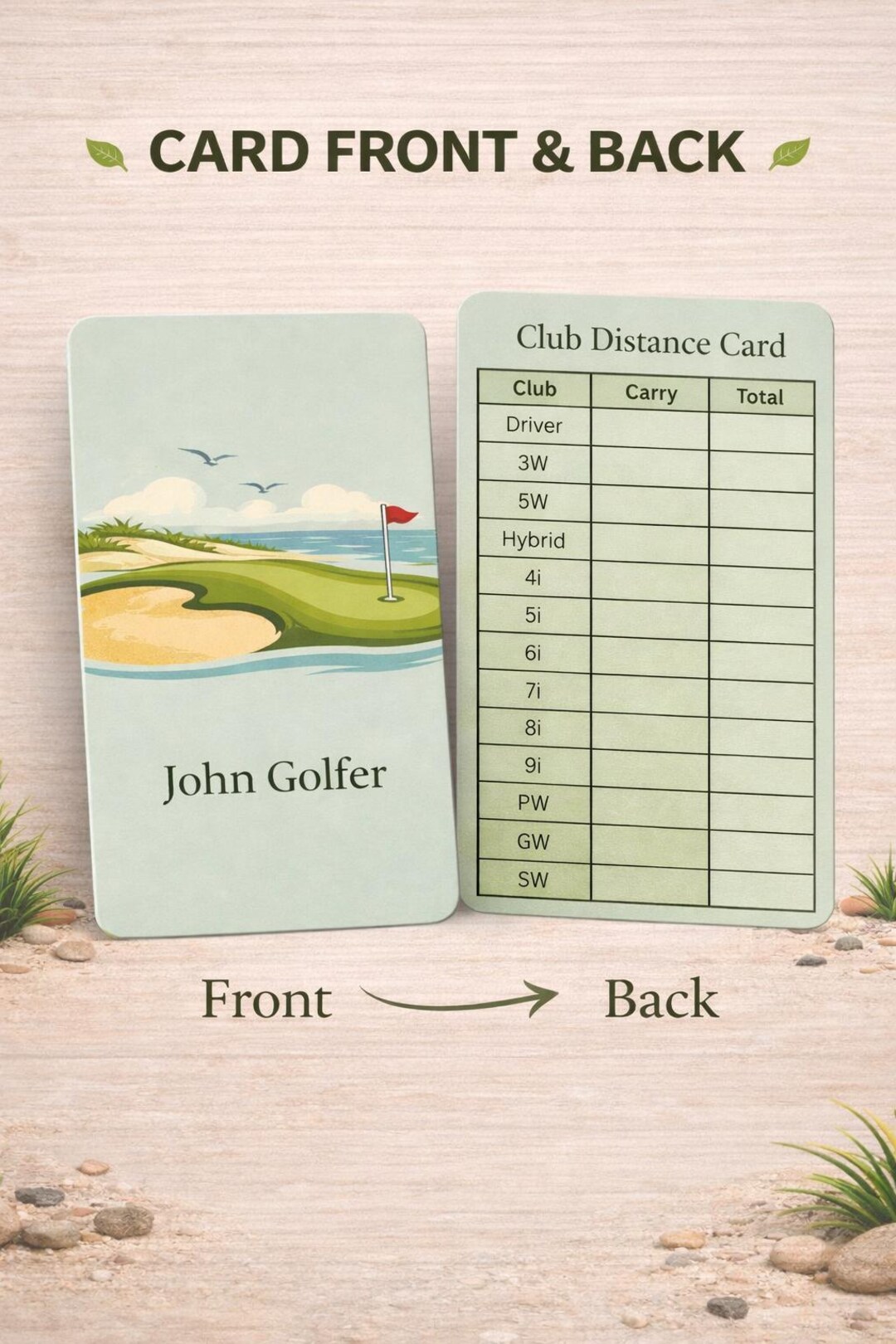 Personalized Golf Club Distance Card | Coastal Links Style | Printable ...