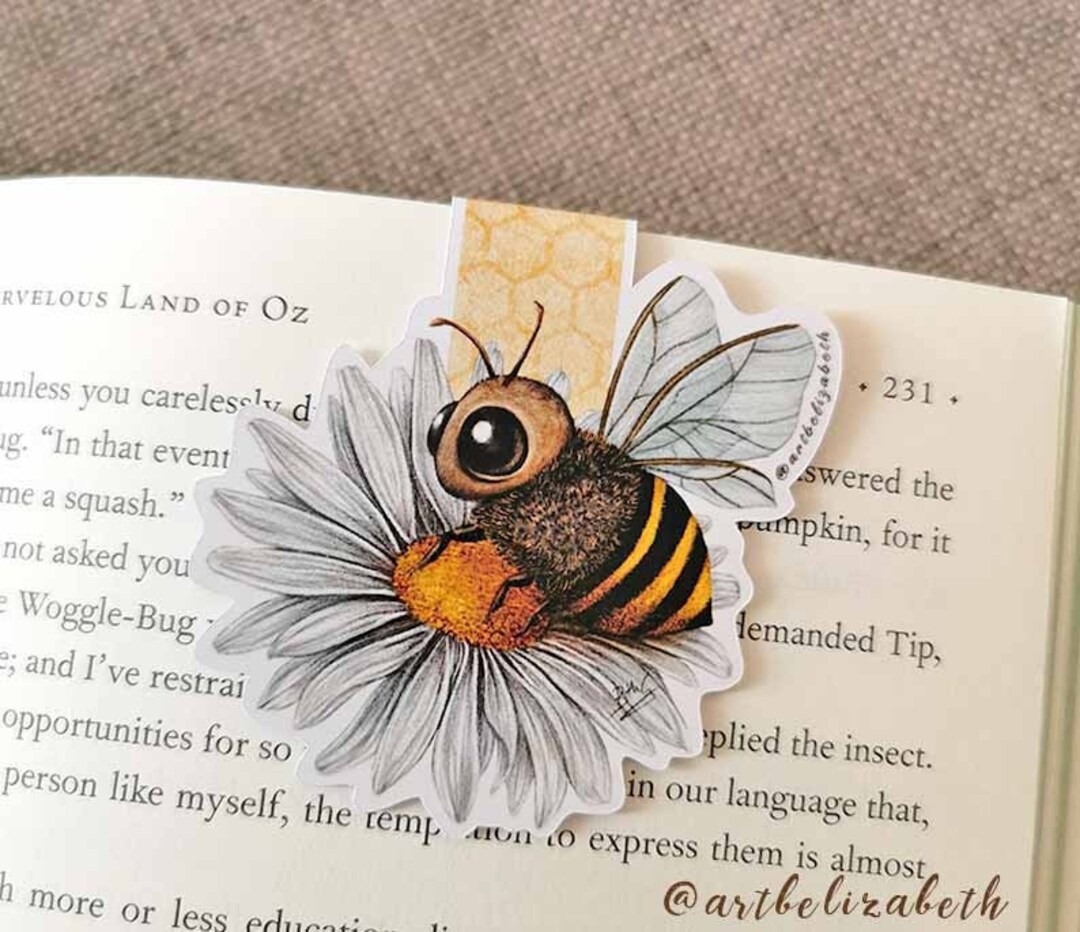 Magnetic Bookmark Bee and Daisy | Double-sided Printed | Cute Bee ...