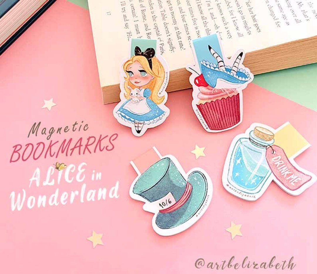 Magnetic Bookmarks Alice in Wonderland – Double-sided Printed - Cupcake ...
