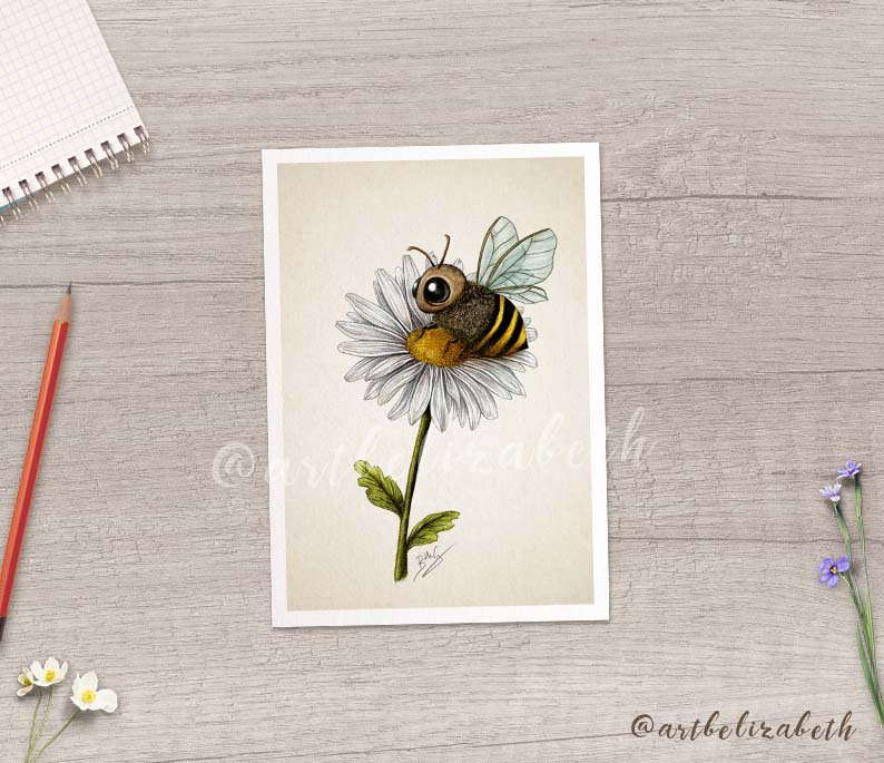 Fine Art Print Bee and Daisy - Etsy
