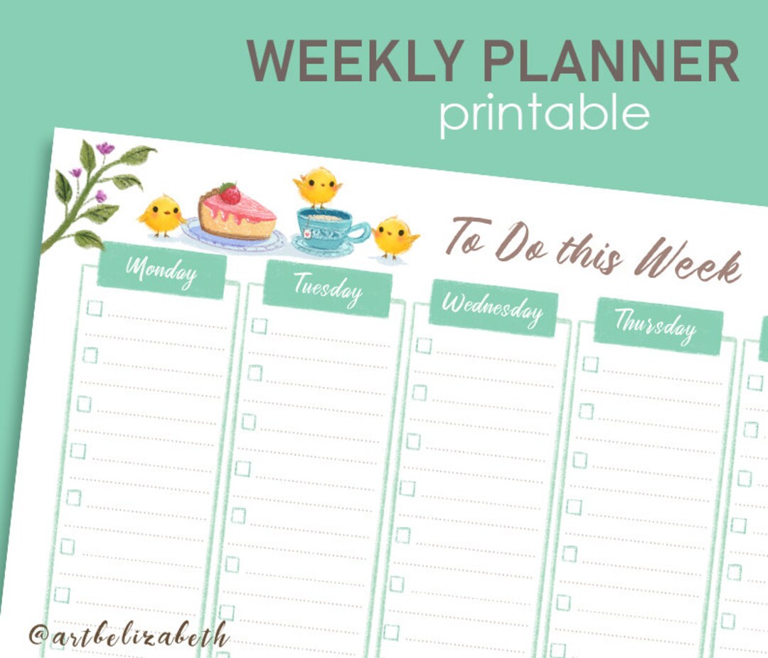 Printable Weekly Planner Chicks & Tea Weekly Schedule - Etsy